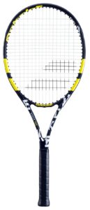 babolat evoke 105 strung tennis racquet, black/yellow (4 3/8" grip)