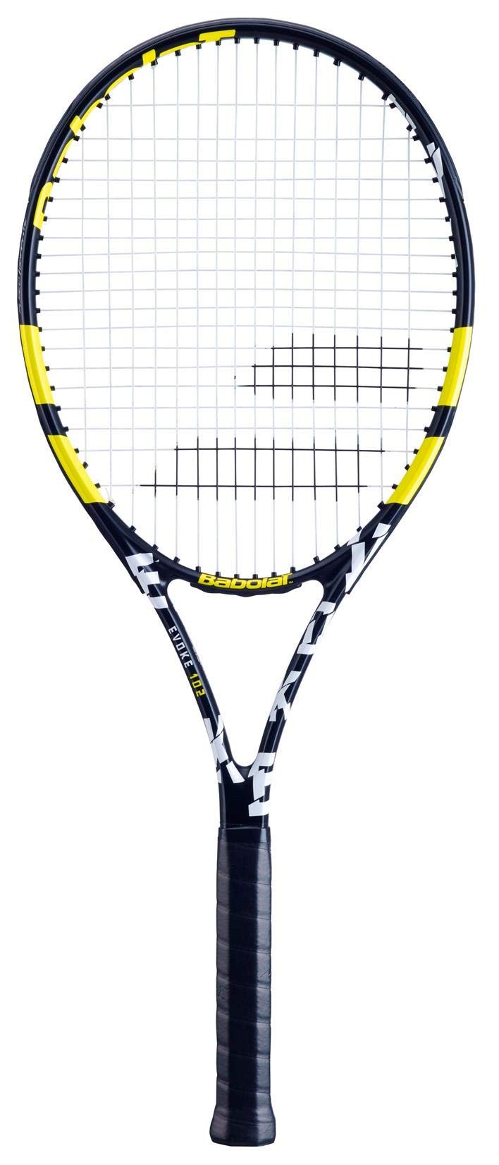 Babolat Evoke 105 Strung Tennis Racquet, Black/Yellow (4 3/8" Grip)