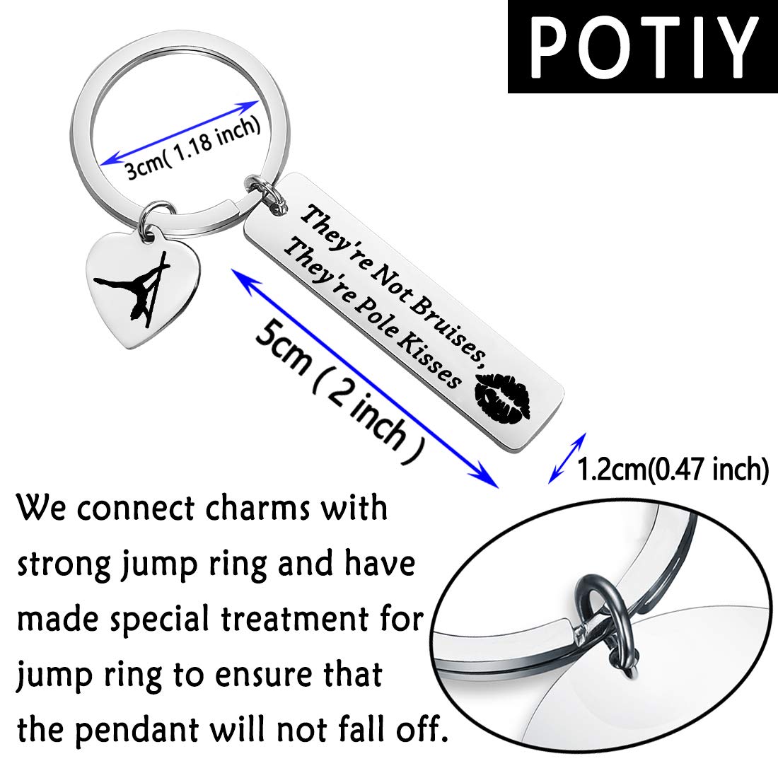 POTIY Pole Dancing Keychain Pole Dancer Jewelry They’re Not Bruises They’re Pole Kisses Keychain Stripper Keychain (Keychain)