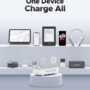 ORICO Multi USB Charging Station, 120W Charging Docking Organizer for Multiple Devices with Cables, 10-Ports Charging Station Compatible with iPad, iPhone, Tablet, Kindle and Cell Phones