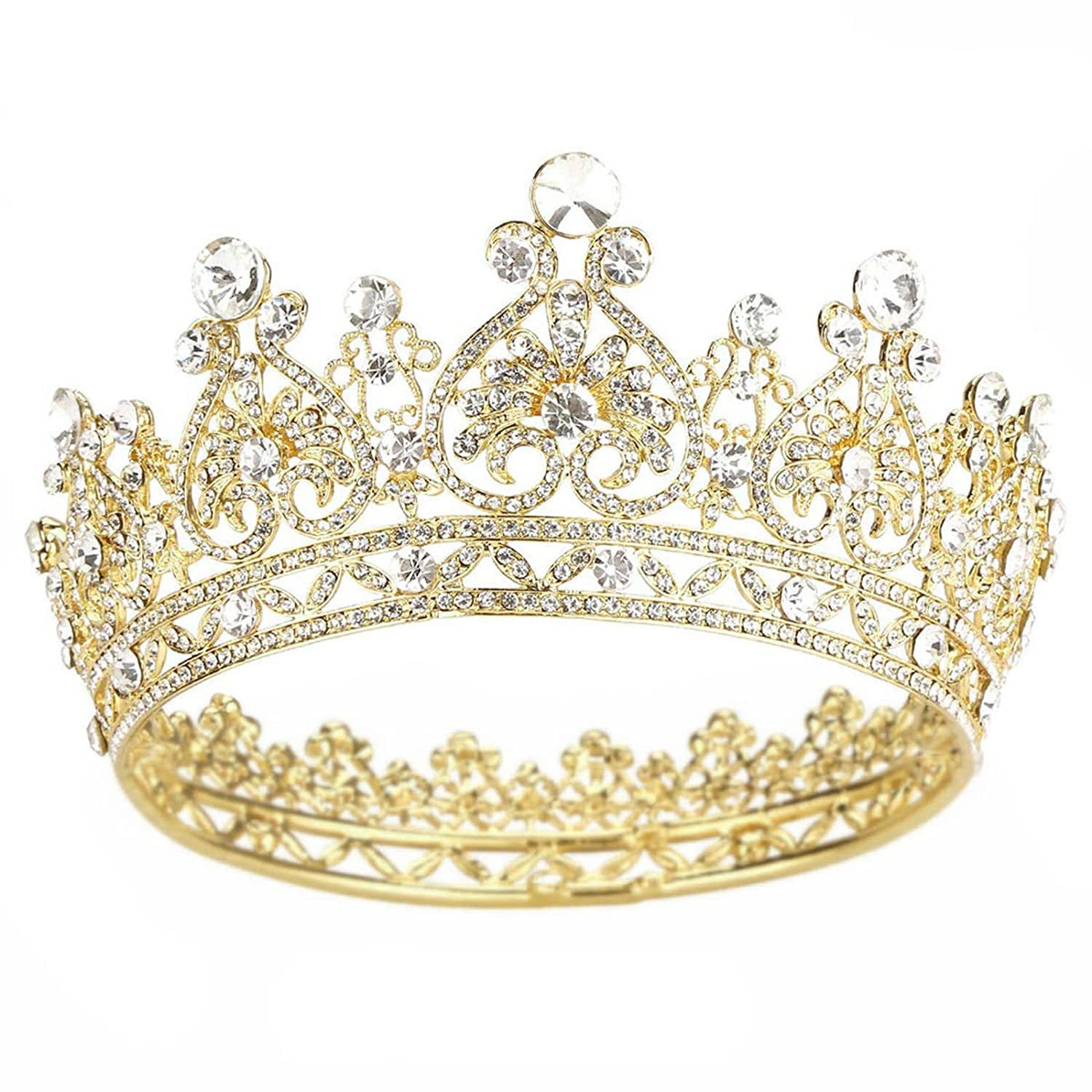 COCIDE Gold Crown and Tiara for Women Crystal Queen Crowns for Girls Rhinestones Princess Headband Luxury Full Round Hair Accessories Jewelry for Wedding Prom Bridal Party Halloween Costume (GOLD)