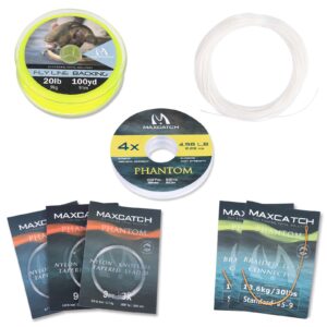 maxcatch fly fishing line (weight forward, floating) and fly line combo with backing leader and tippet (1f/2f/3f/4f/5f/6f/7f/8f/9f/10f) (line combo ivory white, wf4f 100ft)