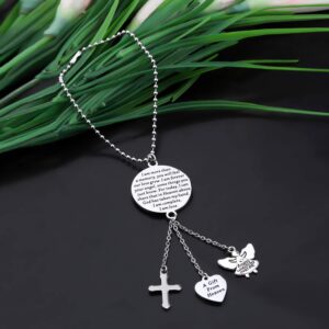 CYTING I Am More Than A Memory You Will Feel Our Love Grow Hanging Ornaments Car Pendant with Guardian Angel Cross Charm (Angel Cross car Pendant Charm)