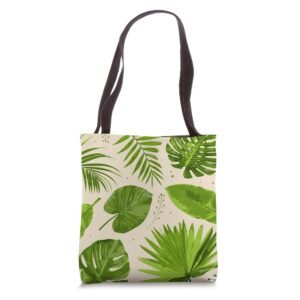 tropical leaves, monstera tote bag