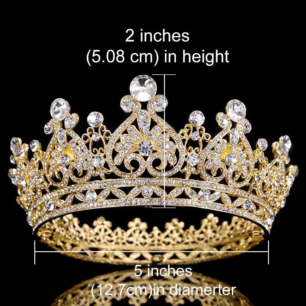 COCIDE Gold Crown and Tiara for Women Crystal Queen Crowns for Girls Rhinestones Princess Headband Luxury Full Round Hair Accessories Jewelry for Wedding Prom Bridal Party Halloween Costume (GOLD)