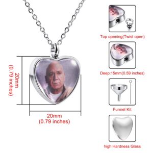 MeMeDIY Personalized Angel Wing Pendant Heart Urn Necklace Engraving Photo/Name for Men Women with Birthstone Stainless Steel Pet Human Ashes Holder Memorial Keepsake Cremation Funnel Kit(Sliver)