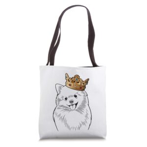 Pomeranian Dog Wearing Crown Tote Bag