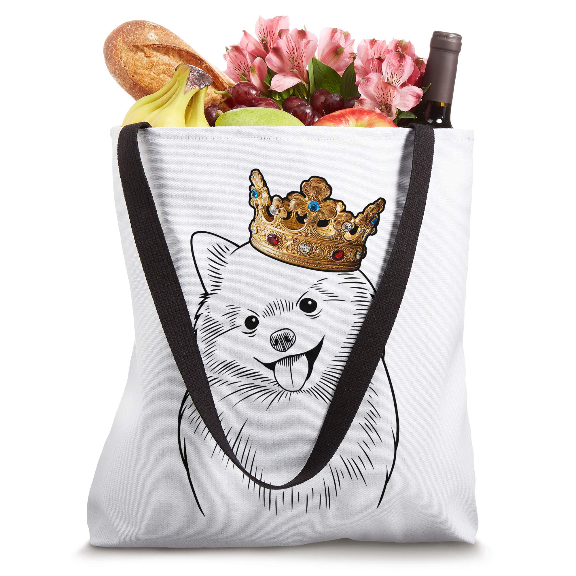 Pomeranian Dog Wearing Crown Tote Bag