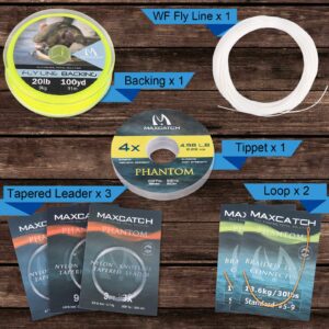 Maxcatch Fly Fishing Line (Weight Forward, Floating) and Fly Line Combo with Backing Leader and Tippet (1F/2F/3F/4F/5F/6F/7F/8F/9F/10F) (Line Combo Ivory White, WF4F 100FT)