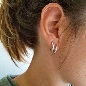 Small Silver Hoop Earrings 925 Sterling Silver Hypoallergenic Hoop Earrings 2 Pairs Huggie Earrings for Women Men 13mm 15mm