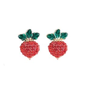 yizhenmy cute radish stud earrings, red diamond stud earrings for women, sterling 925 silver stud earrings bling bling for girls, with soft ear studs plug, fine jewelry for parties and holidays