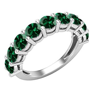 dazzlingrock collection round lab created emerald women anniversary wedding band, sterling silver, size 9.5