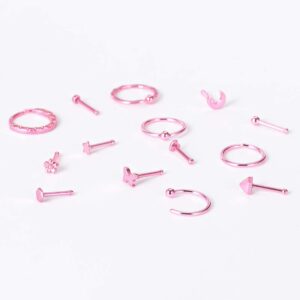 WASOLIE 14 PCS Nose Rings for Women 316L Stainless Steel Nose Piercings Jewelry Screw Men Nose Studs Rings.