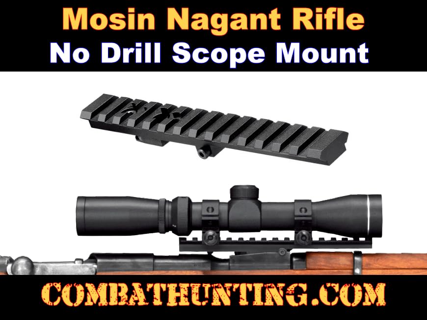 Mosin Nagant 2-7x32 Long Eye Relief Scope + Scout Rail Mount for Mosin Nagant 91/30 M38 M44 1891 91/30 1891/30 Rifles +1 Inch Ring + 7.62 x 54R Caliber Cartridge