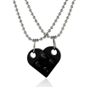 harajuku 2 pcs brick heart necklace colorful jewelry creative building block bricks kits valentine day gift egirl puzzle necklace chokers for women men couples - black