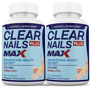 justified laboratories (2 pack) clear nails plus max pills 40 billion cfu probiotic 60 capsules