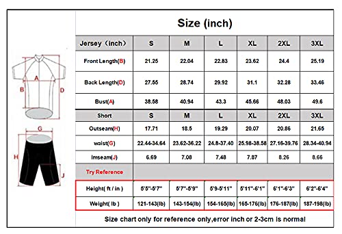 X-CQREG Cycling Jersey Men Set Bib Shorts Set Summer Mountain Bike Bicycle Suit Anti-UV Bicycle Team Racing Uniform Clothes (Black,X-Large)…