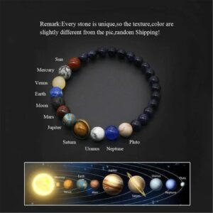 ONLYJUMP Planet Bracelet Solar System Universe Galaxy Bracelet Handmade Natural Stone Bead Bracelet String Adjustable Astronomy Gifts Bangle for Women Men Kids (Planet 2)