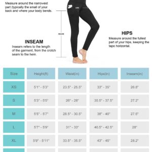 BALEAF Women's Fleece Lined Leggings Thermal Warm Winter Tights High Waisted Thick Yoga Pants Cold Weather with Pockets Black XL