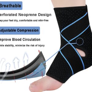 Ankle Brace 2PCS, Adjustable Compression Ankle Braces for Men Women Sports Protection, Breathable Neoprene Ankle Brace for Sprained Ankle, Stabilize Ligaments, Prevent Re-Injury