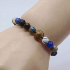 ONLYJUMP Planet Bracelet Solar System Universe Galaxy Bracelet Handmade Natural Stone Bead Bracelet String Adjustable Astronomy Gifts Bangle for Women Men Kids (Planet 2)