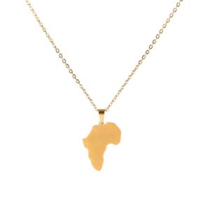 Woman Africa Map Pendant Necklace