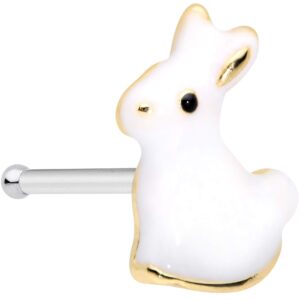 body candy womens 20g stainless steel nose ring white rabbit nose stud nose bone body piercing jewelry 1/4"