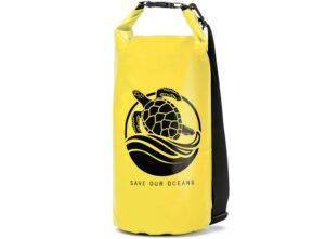 gili waterproof dry bag, roll top compression sack keeps gear for paddle boarding, kayaking, beach, boating and hiking | 15 liters made with heavy-duty, vinyl-coated fabric (yellow, 15l)