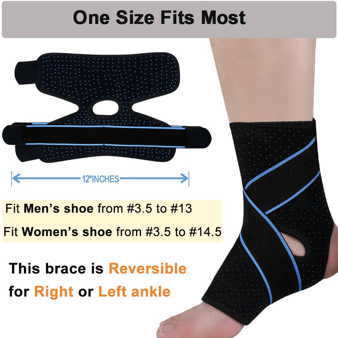 Ankle Brace 2PCS, Adjustable Compression Ankle Braces for Men Women Sports Protection, Breathable Neoprene Ankle Brace for Sprained Ankle, Stabilize Ligaments, Prevent Re-Injury