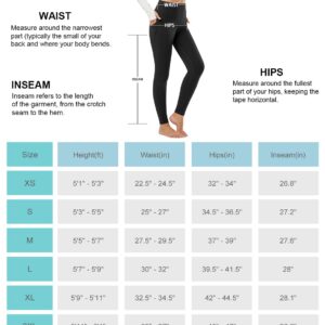 BALEAF Women's Fleece Lined Leggings Thermal Warm Winter Tights High Waisted Thick Yoga Pants Cold Weather with Pockets Black XL