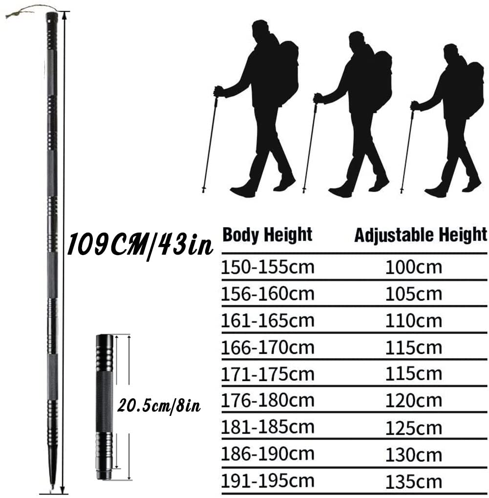 Sindh Trekking Poles, Multifunctional Adjustable Aluminum Hiking Walking Sticks, Collapsible, Lightweight, Shock, Ultralight for Hiking, Camping, Mountaining, Backpacking, Walking, Trekking