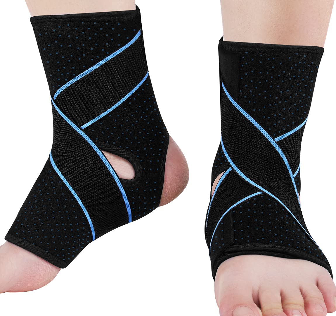 Ankle Brace 2PCS, Adjustable Compression Ankle Braces for Men Women Sports Protection, Breathable Neoprene Ankle Brace for Sprained Ankle, Stabilize Ligaments, Prevent Re-Injury