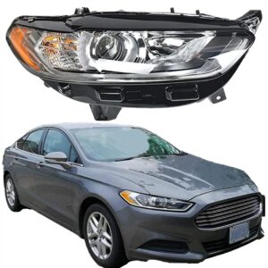 wflnhb right headlight replacement for 2013-2016 ford fusion halogen models projector headlamps passenge side