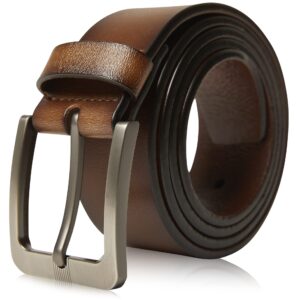 genuine leather dress belt for men - mens belts for suits, jeans, uniform with single prong buckle - designed in the usa - gifts for men