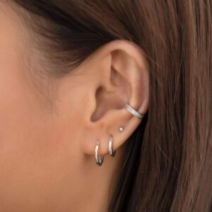 Small Silver Hoop Earrings 925 Sterling Silver Hypoallergenic Hoop Earrings 2 Pairs Huggie Earrings for Women Men 13mm 15mm