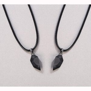 SEVENSTONE Two Souls One Heart Pendant Necklaces Stone Couple Black White Minimalist Magnet Distance Friendship Simple Jewelry Set for Men Women