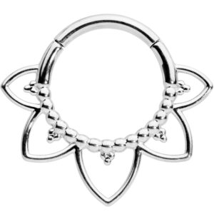 body candy womens 16g 316l steel hinged segment ring seamless cartilage nipple ring flower nose hoop 5/16"