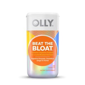 olly beat the bloat capsules, digestive support enzymes, supplement for women - 25 count