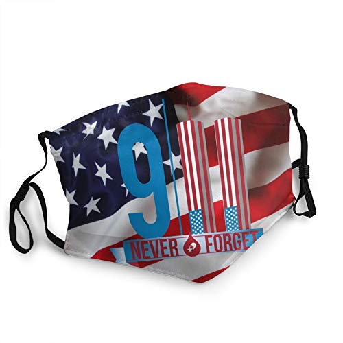 9/11 September 11th We Will Never Forget Face Mask Bandanas Reusable Face Decorative Balaclava (1 PCS, Black-2)