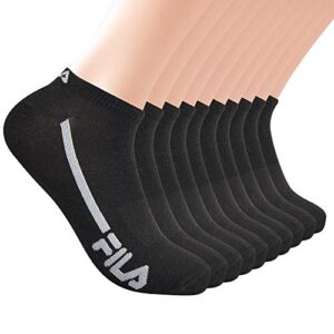 fila men's racing striped no show socks, black (10 pack), one size