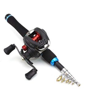 zyhyd 1.65m ultra short 33cm throwing fishing rod + 13bb water drop wheel set, carbon fiber portable telescopic rod fishing wheel combination zyhyd (color : rod+right hand reel)