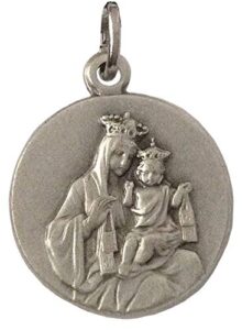 carmel scapular medal (our lady of mount carmel - virgin of carmel) - 100% made in italy (round shape)