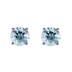 gin & grace women's 14k white gold genuine aquamarine earrings with diamonds | ethically, authentically & organically sourced (round-cut) shaped stud aquamarine hand-crafted jewelry rd50e-aq