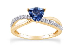 affy 1 1/4 carat simulated tanzanite & white sapphire infinity womens ring in 14k yellow gold over sterling silver (1.25 cttw) ring size- 7