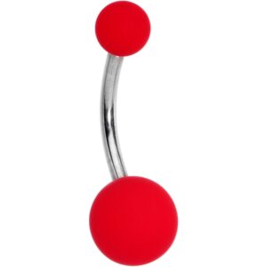 body candy womens 14g 316l stainless steel navel ring piercing radiant red soft finish belly button ring