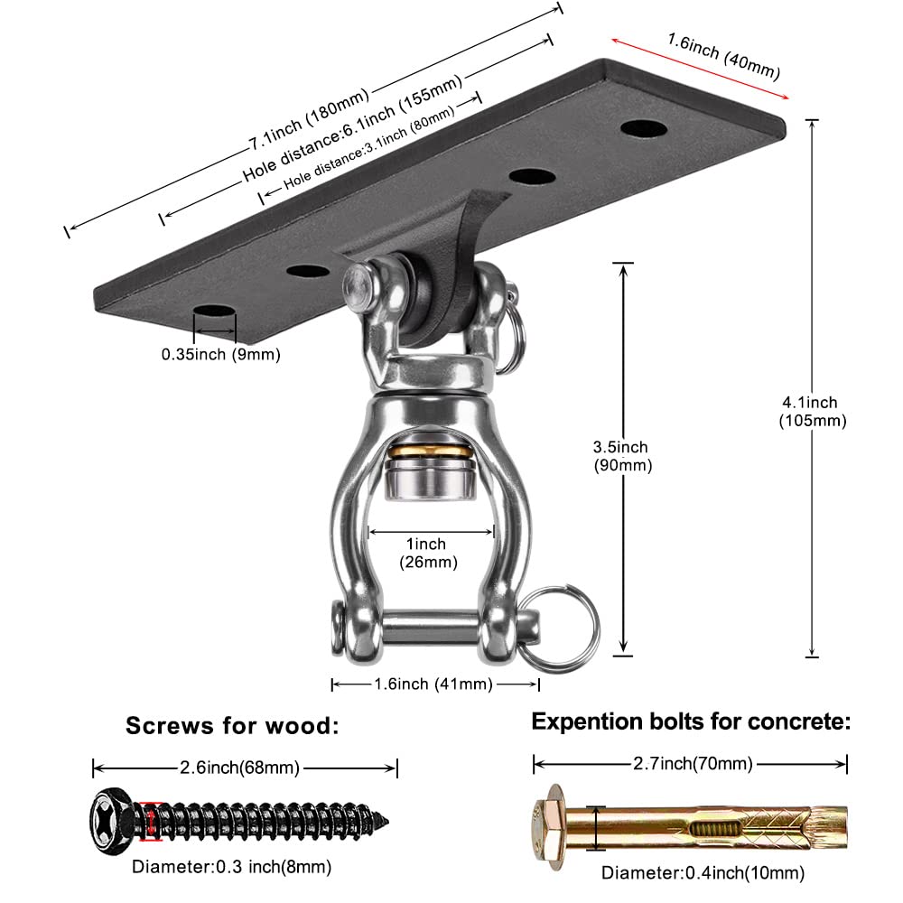 Dolibest Heavy Duty Swing Hanger, Swing Set Accessorie for Indoor Outdoor Playground, Porch Swing Hanging Kit for Wooden and Concrete Set with 4 Wood Screws and 4 Expansion Bolts, 900LB