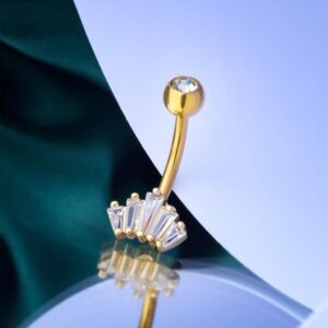 COCHARM 14G Christmas Belly Button Ring Gold Short Bar Belly Button Rings Belly Ring Surgical Steel