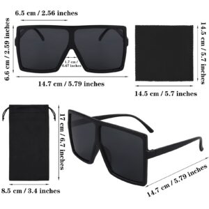 URATOT 4 Pieces Oversized Square Sunglasses Big Women Sunglasses Retro Flat Top Fashion Shades Sunglasses