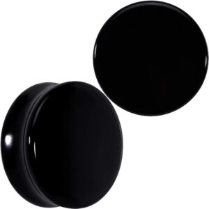 body candy 28mm womens 2pc black agate stone saddle plugs double flare plug ear plug gauges set of 2