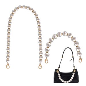 2 pieces diy round large imitation pearl bead replacement chain strap, bag accessories decorations, short purse chain,long handbag shoulder straps with metal buckles¡­